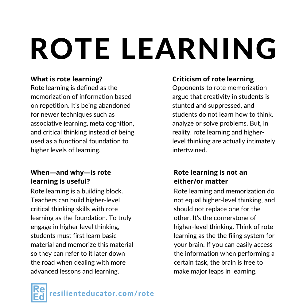 What is Rote Learning? Effectiveness of Rote Learning | Resilient Educator